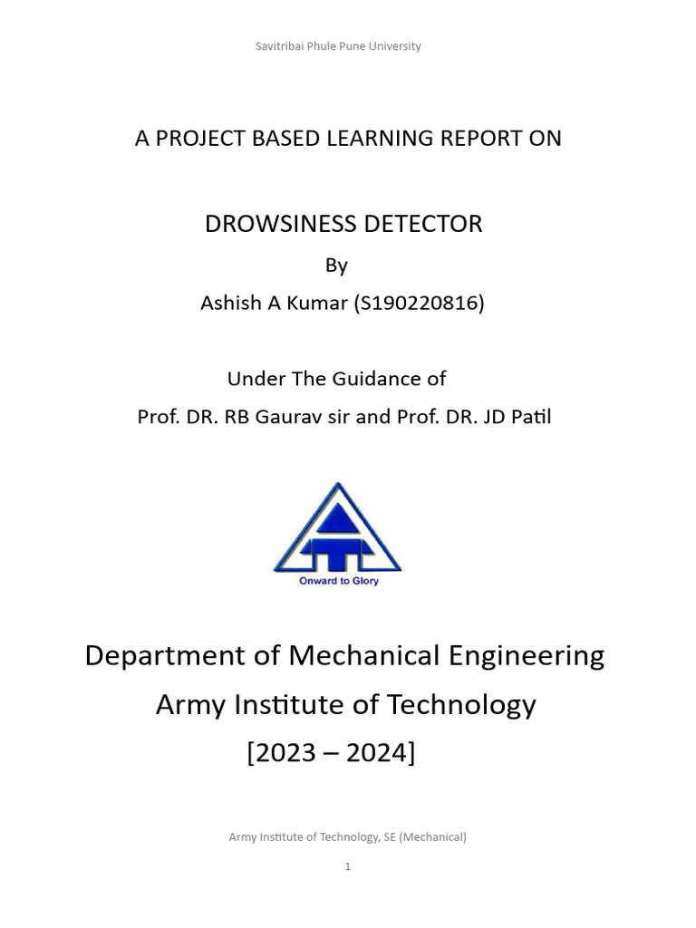A Project Based Learning Report On Drowsiness Detector | PDF ...