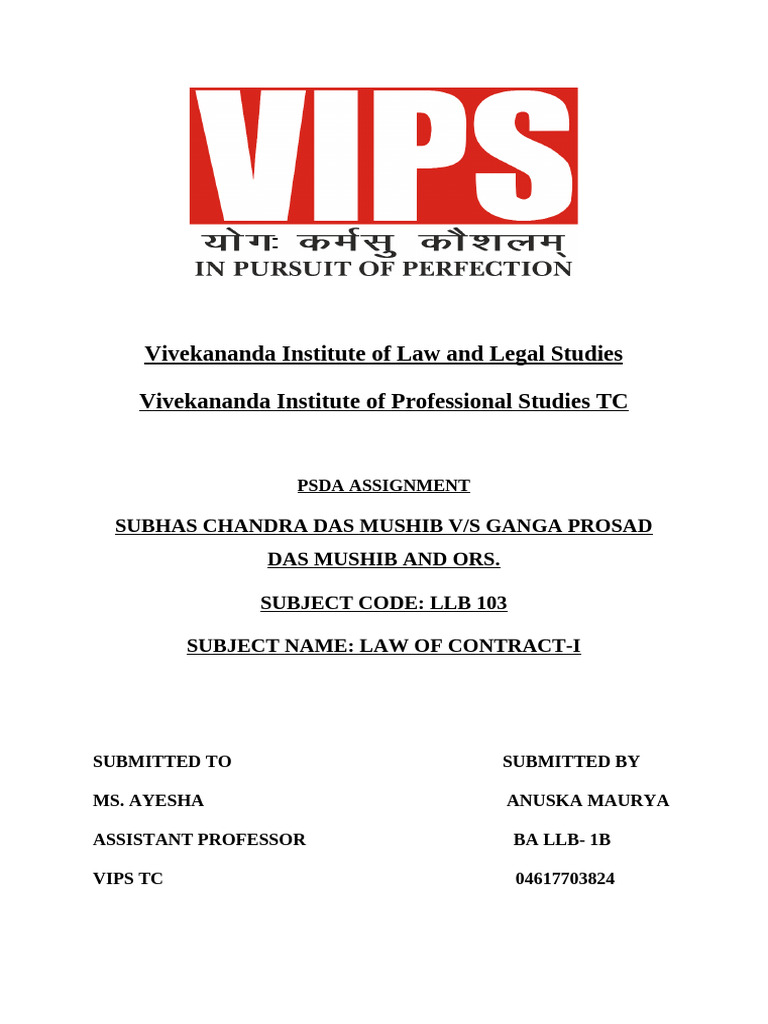 Subhas Chandra Das Musaib v. Ganga Prosad | PDF | Private Law | Justice