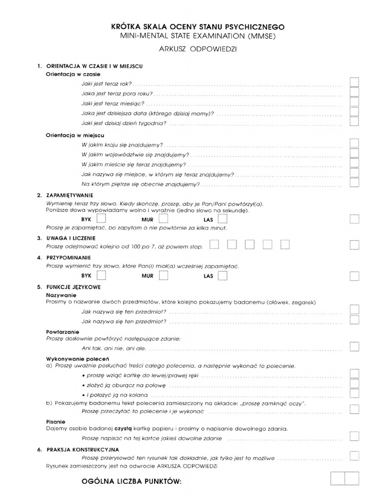 MMSE Arkusz | PDF
