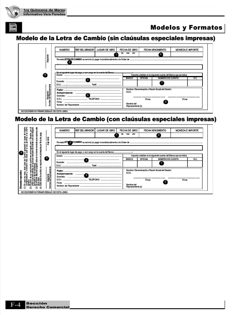 Modelo de Letra de Cambio 2023 | PDF | Pagaré | Instrumentos que ...