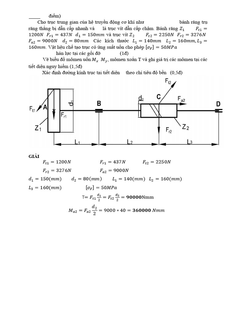 GIẢI BÀI TẬP TRỤC | PDF