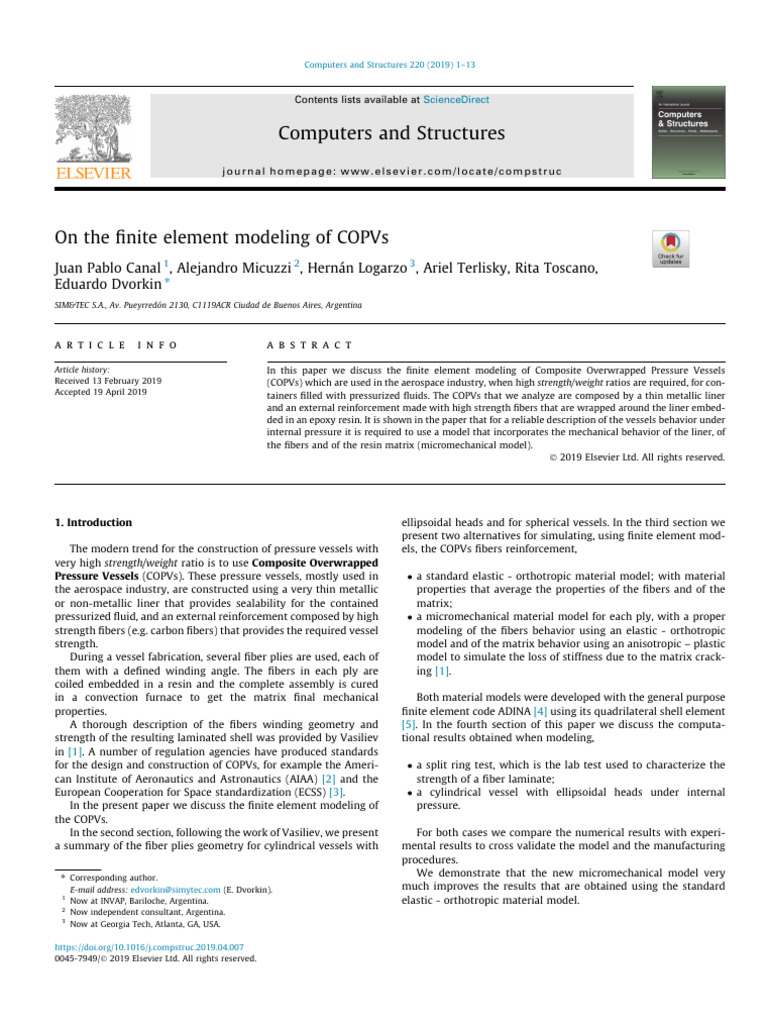 On The Finite Element Modeling of COPVs Revised | PDF | Composite ...