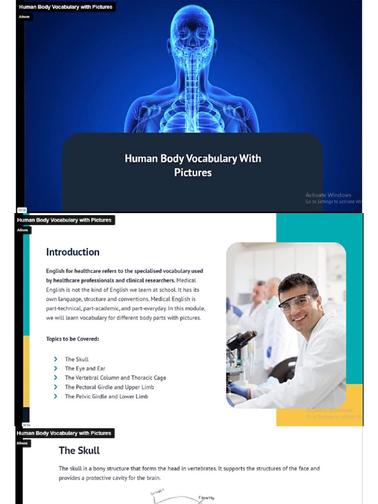 Human Body Vocabulary With Pictures | PDF