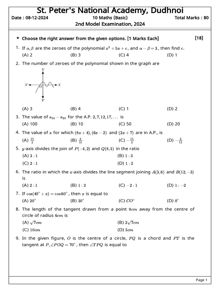 2nd Model Matha Basic | PDF | Factorization | Circle