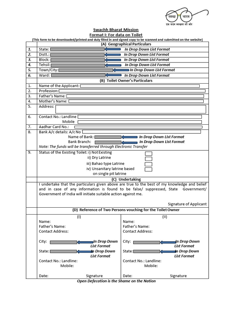 IHHL Toilet Application Form Guide | PDF | Public Services | Sewerage