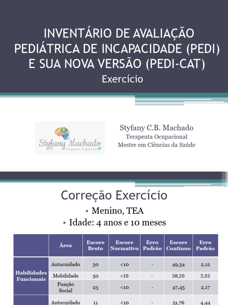Avaliação PEDI e PEDI-CAT em Criança com TEA | PDF