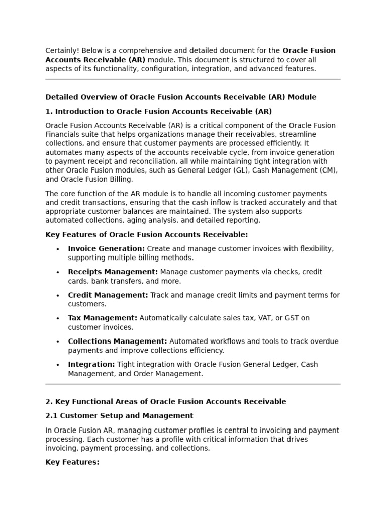 Oracle AR summary | PDF | Credit Card | Receipt