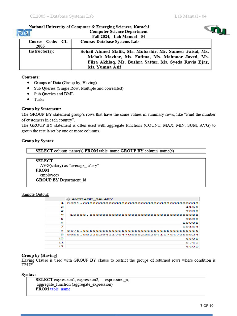 Lab Manual 04 | PDF | Data Management Software | Data Management