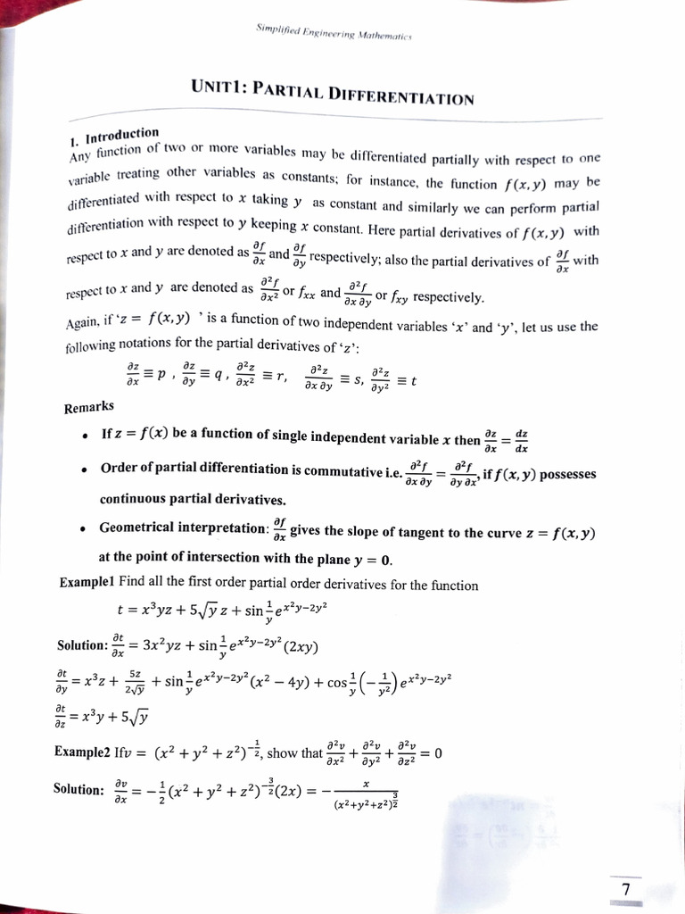 Engineering Math: Partial Differentiation | PDF | Derivative | Applied Mathematics