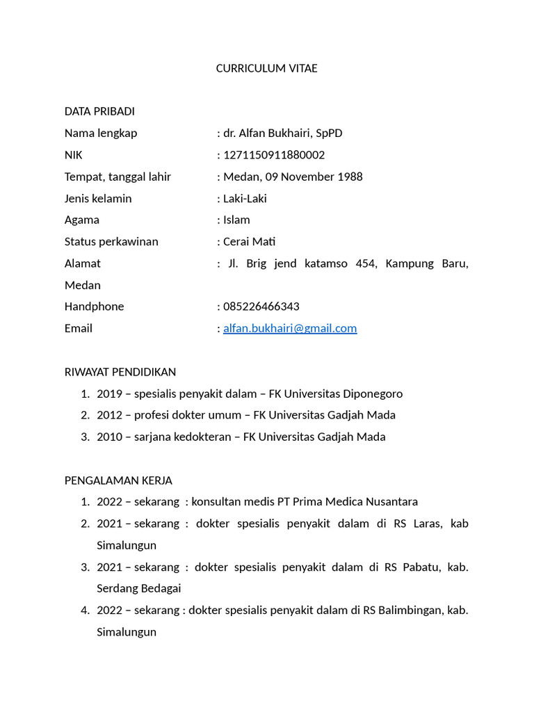 CV dr Alfan | PDF