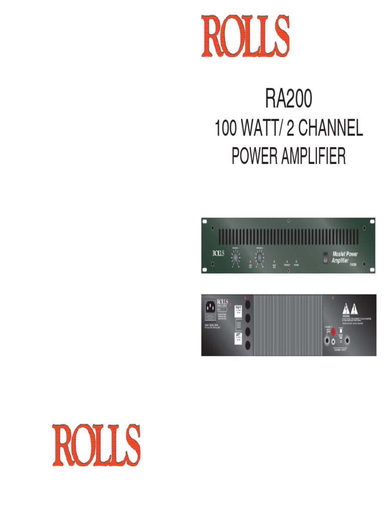 rolls_ra200_power-amplifier_quick-start_sch | PDF | Amplifier | Electronics
