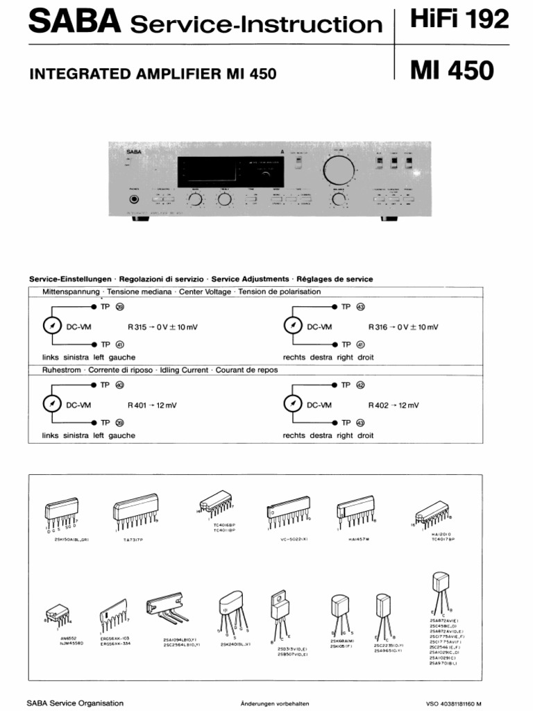 Saba Integrated Amplifier Mi 450 SM | PDF