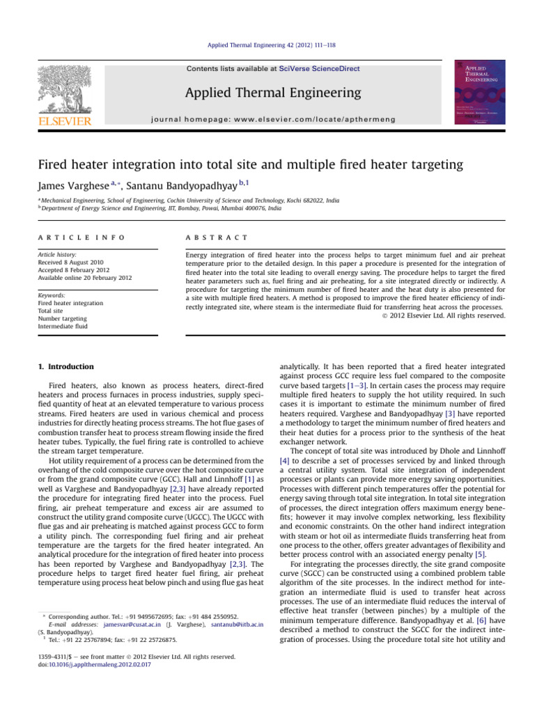Applied Thermal Engineering: James Varghese, Santanu Bandyopadhyay ...
