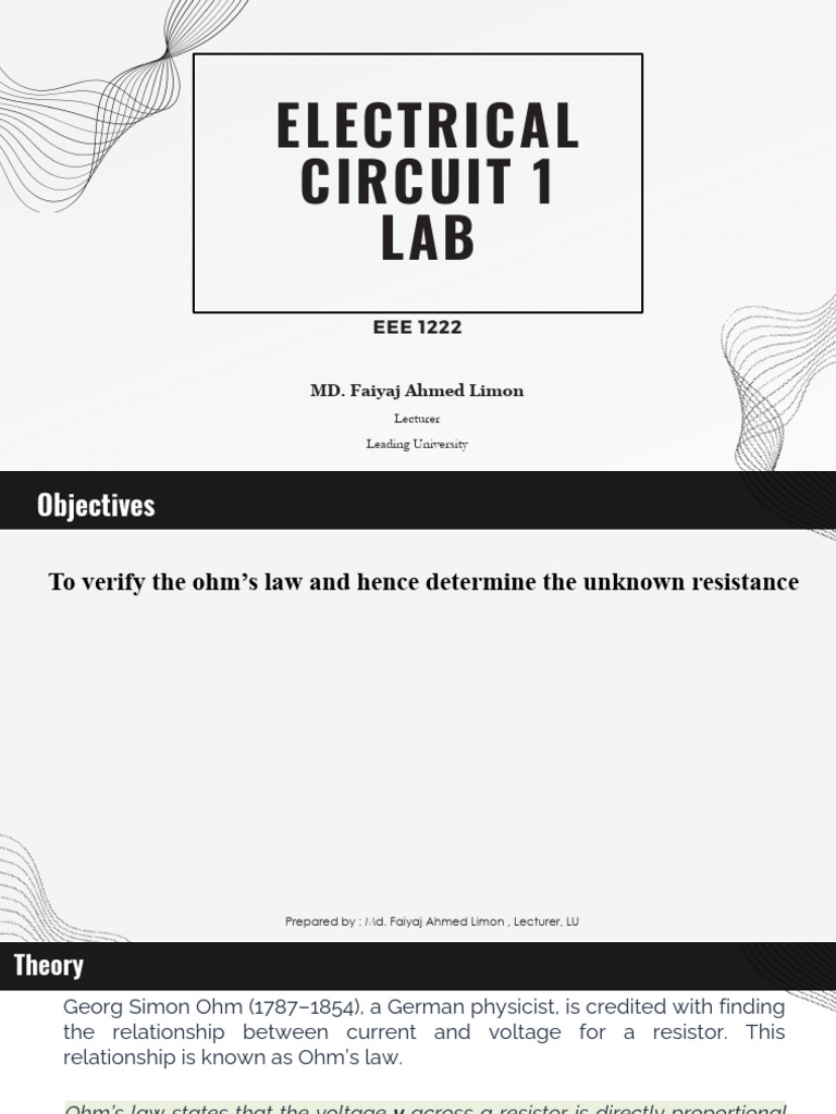 Exp. 3 Ohm - S Law EEE 1222 Electrical Circuit Session Lab Leading University | PDF | Electrical ...