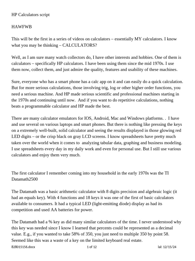 HP Calculators | PDF | Calculator | Computer Engineering