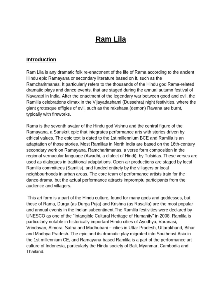 Ram Lila (1) | PDF | Rama | Ramayana