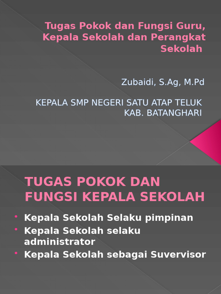 Tupoksi Kepala Sekolah dan Guru SMP | PDF