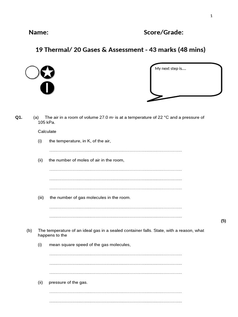 A2 Thermal and Gases Assessment | PDF | Gases | Temperature