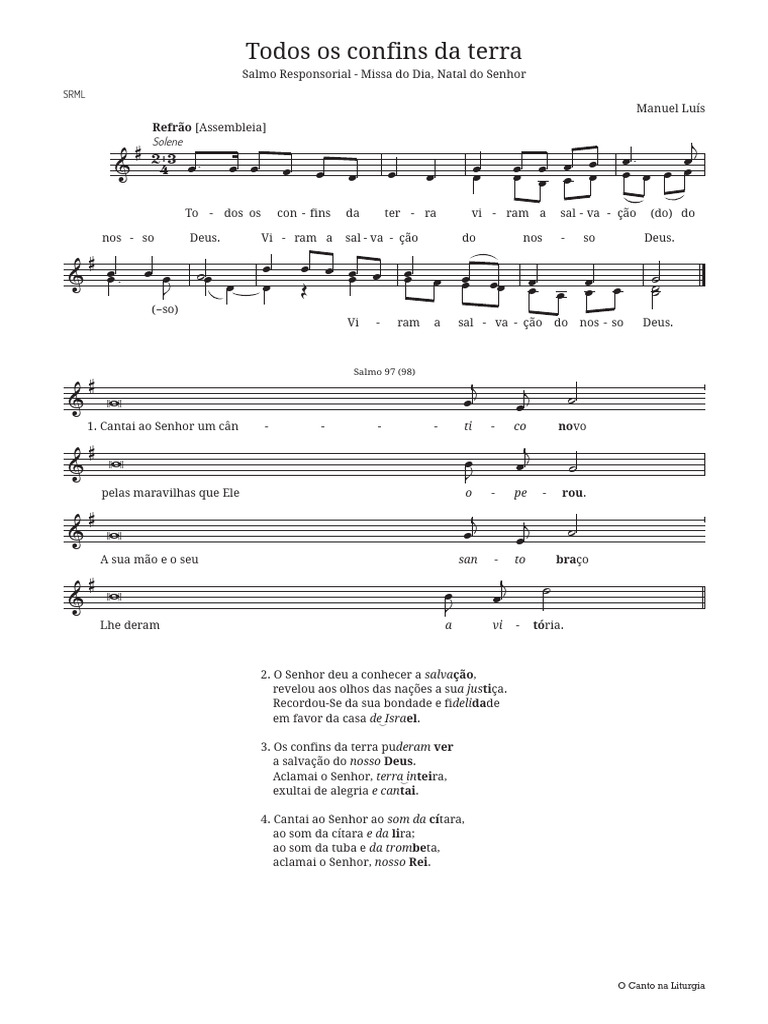 Todos Os Confins Da Terra - Manuel Luis Solista | PDF | Adoração e ...