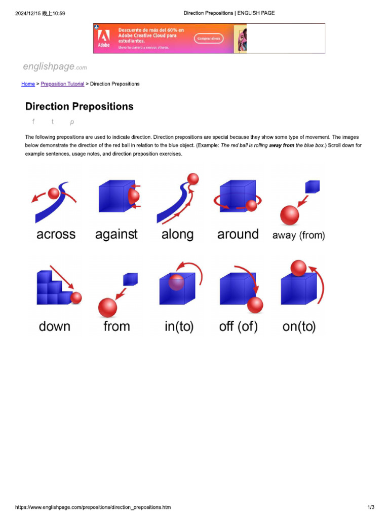 DIRECTIONS PREPOSITIONS | PDF