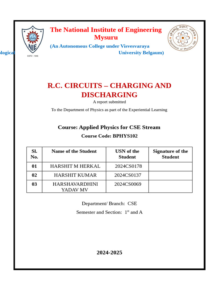 Physics Report | PDF | Capacitor | Electrical Network