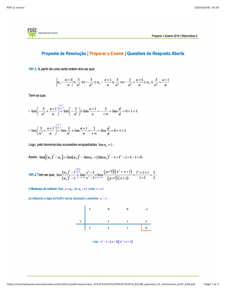 CAPITULO III - 06 - SOLUÇÕES - Preparar o Exame - Resposta Aberta - Pág ...