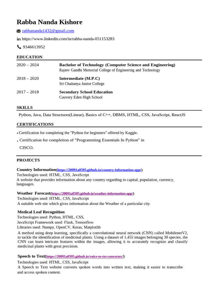 Nanda Resume | PDF