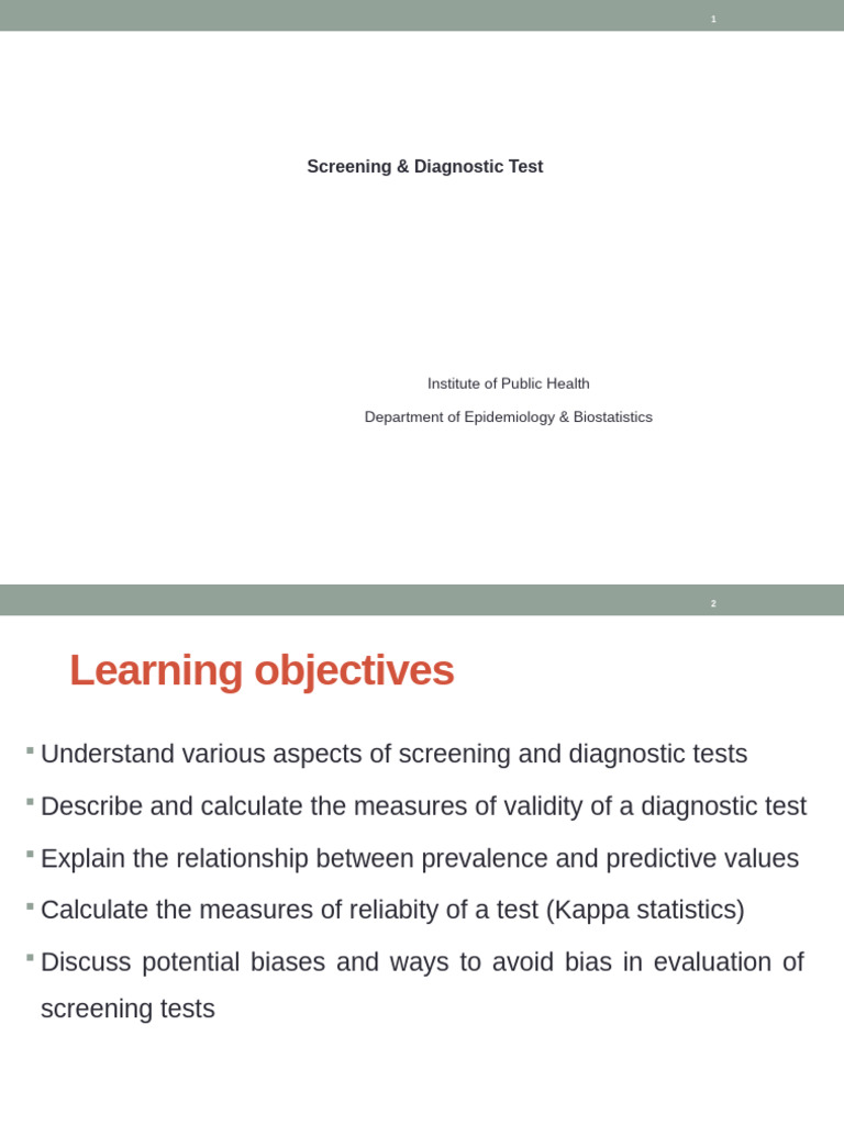 8.screening Diagnostic Test | PDF | Sensitivity And Specificity ...