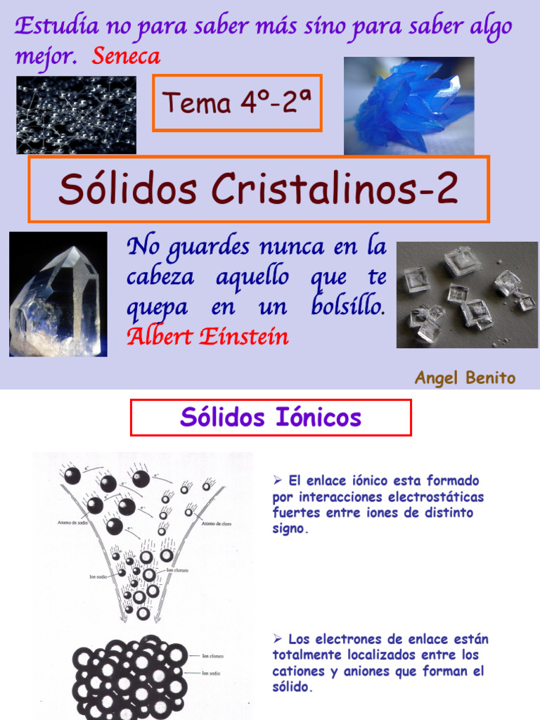 Tema 4.2.-Solidos 2. | PDF | Enlace iónico | Sólido
