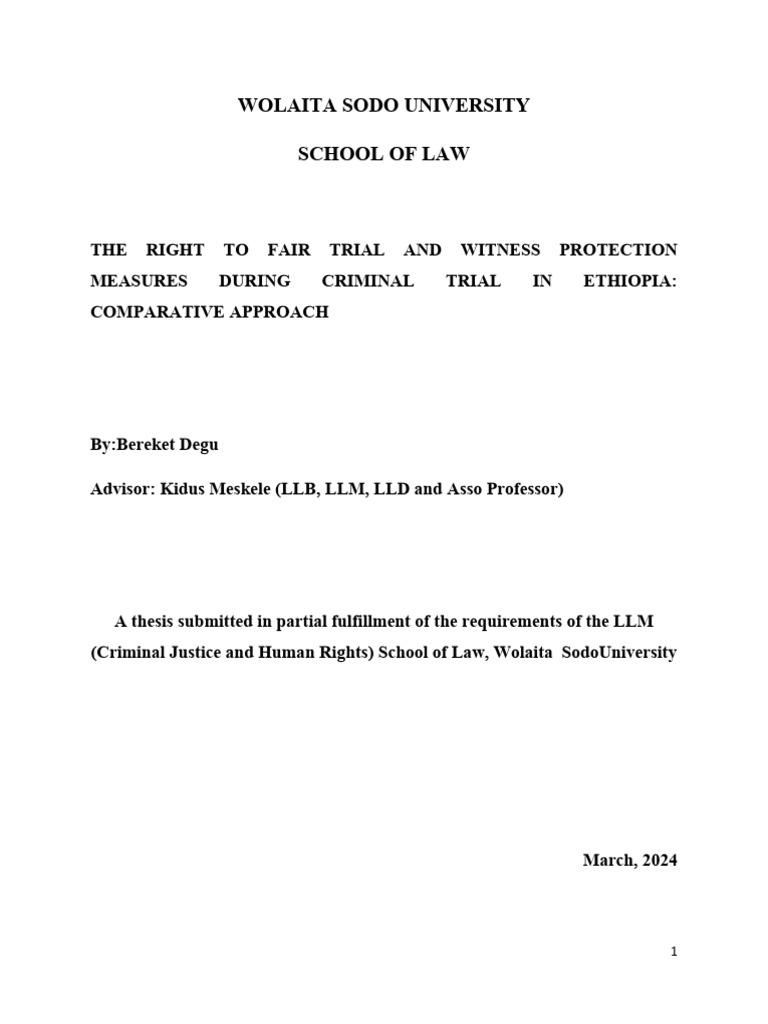 Final Edited Resarch Bereket Degu | PDF | Witness | Confrontation Clause