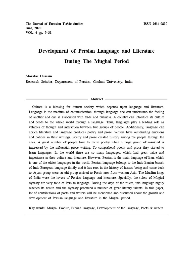 Persian Language in Mughal Literature | PDF | Mughal Empire