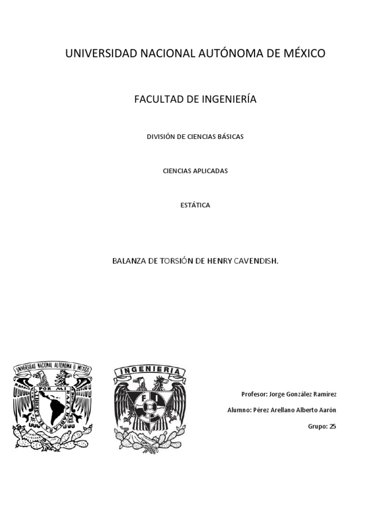 Balanza de Torsión de Henry Cavendish | PDF | Fuerza | Masa
