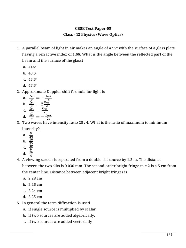 WaveOptics paper 05 | PDF | Diffraction | Refraction