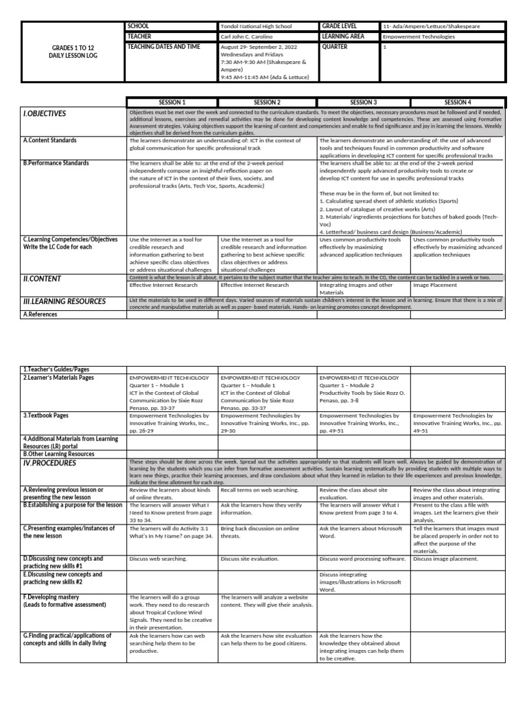 ET Q1 W2 | PDF | Educational Technology | Educational Assessment