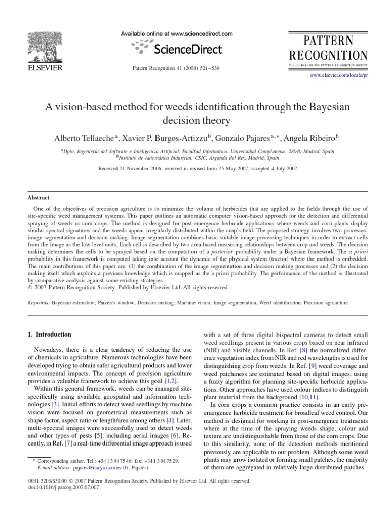 A vision-based method for weeds identification through BDT | PDF | Image Segmentation | Infrared