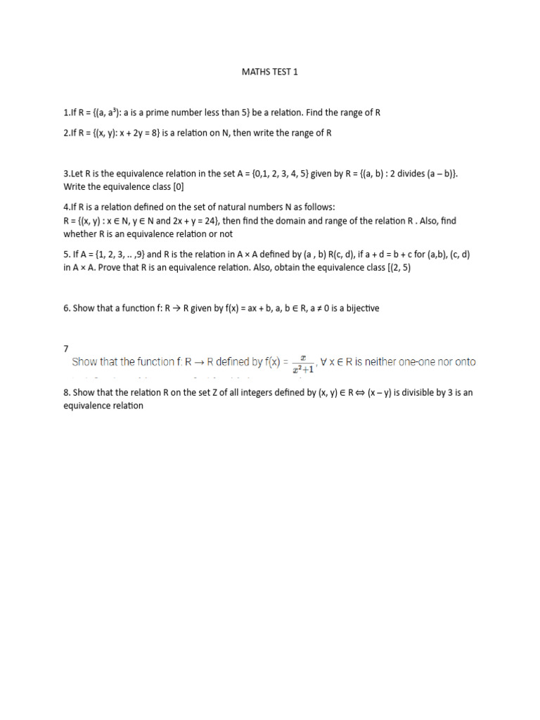 Maths Test 1 | PDF