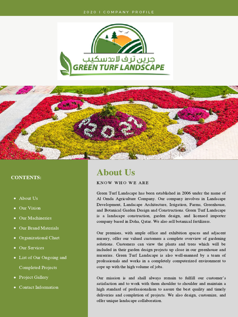 Green Turf Landscape Company Profile | PDF | Landscape | Gardens