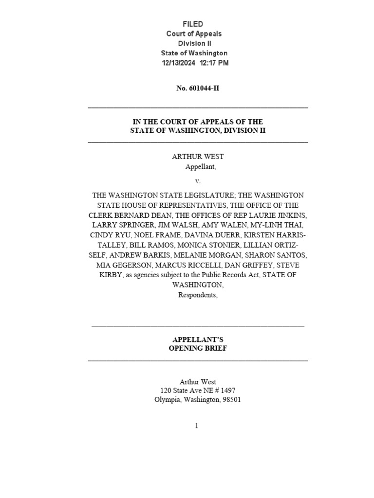 Legislative Privilege Brief Washington | PDF | Article One Of The ...