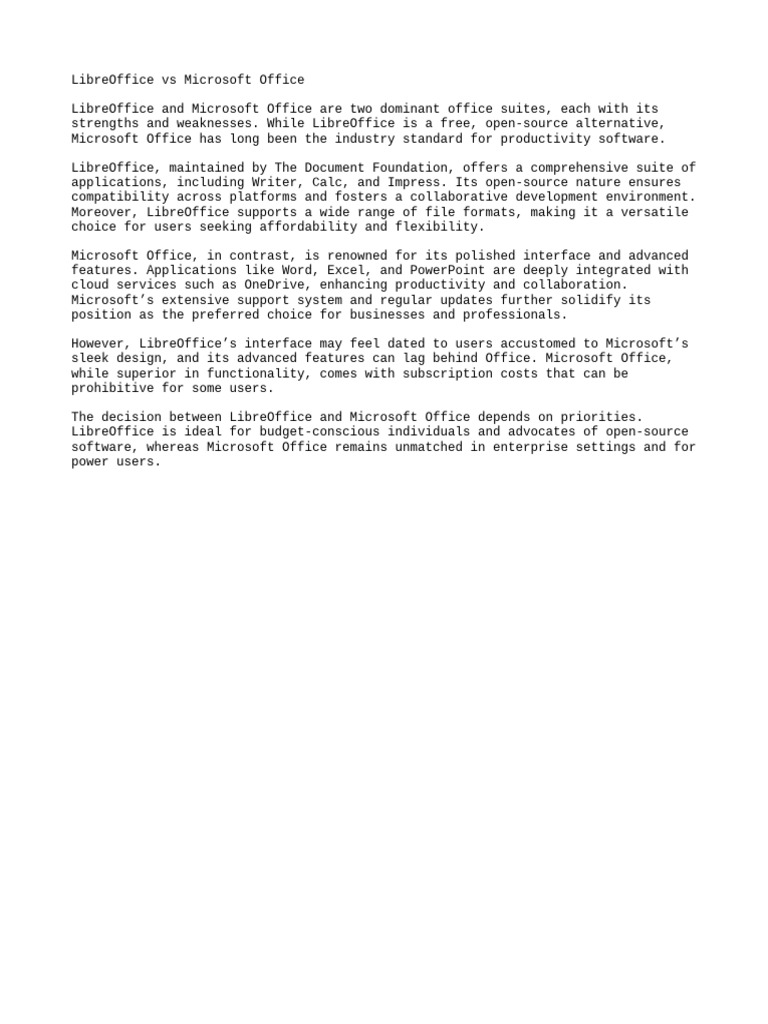 Libreoffice Vs Microsoft Office Pdf
