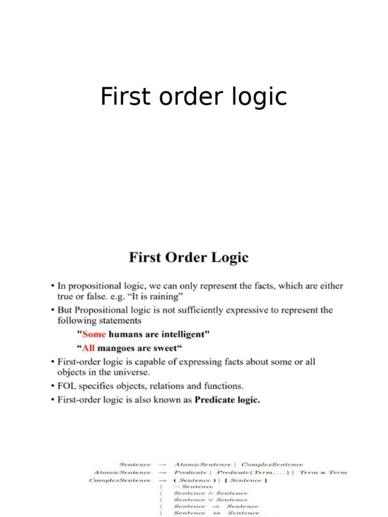 Unit-3 First Order Logic | PDF