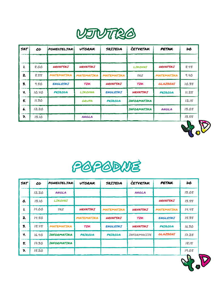 Raspored Sati 4.d | PDF