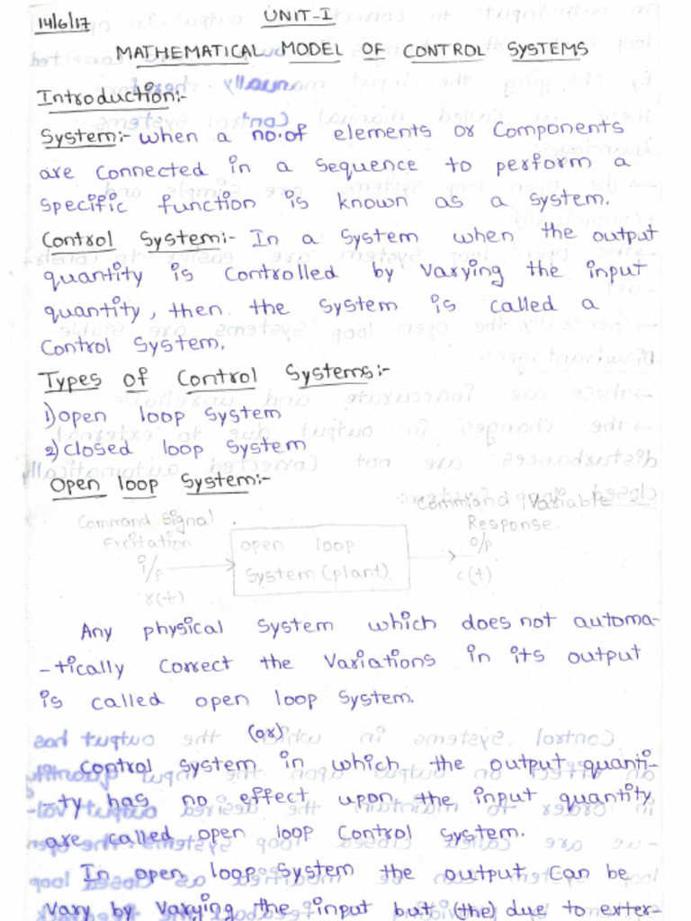 R19 Control Systems - UNIT-1 | PDF
