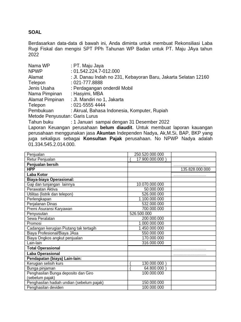 Latihan Soal Minggu 13 - Praktika Perpajakan Genap 22-23 | PDF