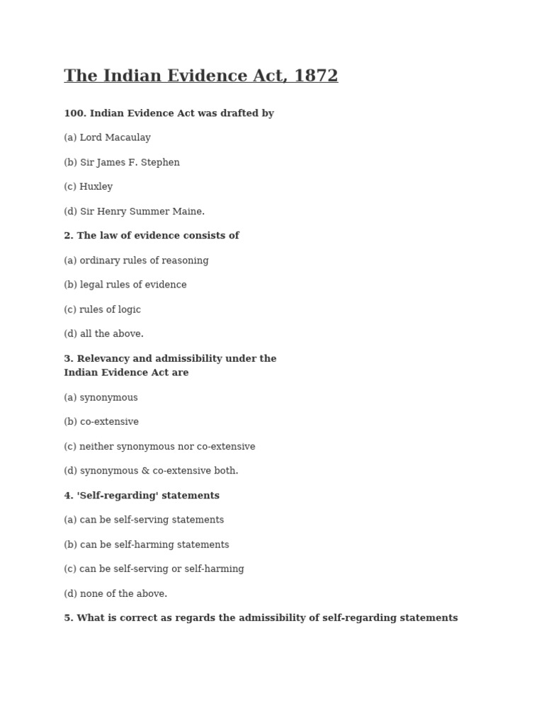 Overview of the Indian Evidence Act | PDF | Evidence (Law) | Arrest