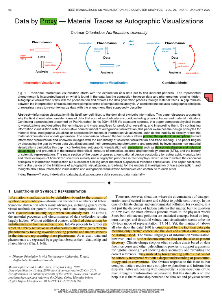 Offenhuber - 2020 - Data by Proxy — Material Traces as Autographic Visualizations | PDF ...