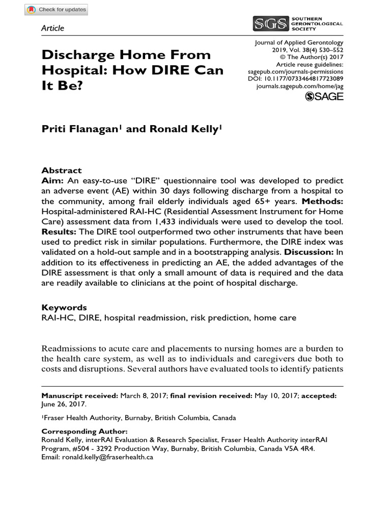 (EX)Discharge Home From Hospital How DIRE Can It Be | PDF | Receiver ...