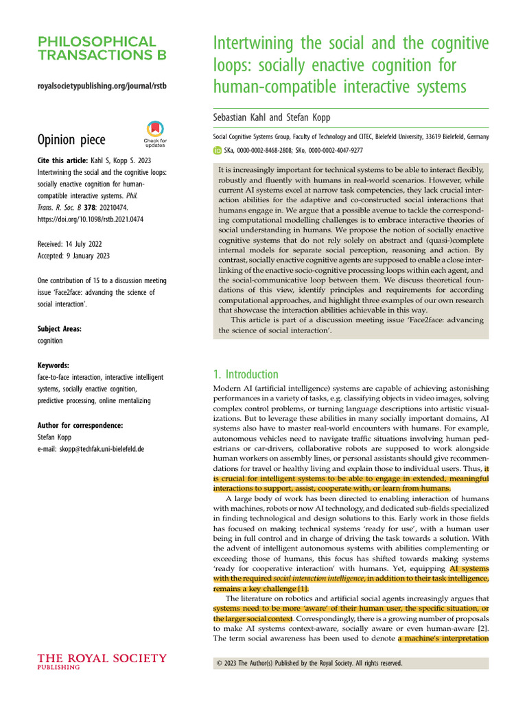 Kahl and Kopp - 2023 - Intertwining The Social and The Cognitive Loops Socially Enactive ...