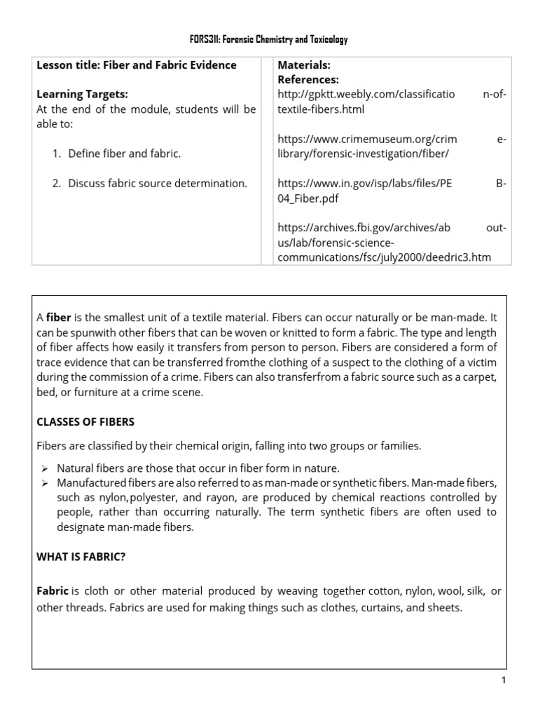 FOR.-CHEM-FIBER-AND-FABRIC-EVIDENCE | PDF | Textiles | Crime Scene