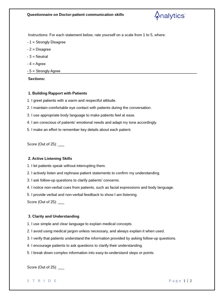 Questionnaire On Doctor-Patient Communication Skills | PDF | Nonverbal ...