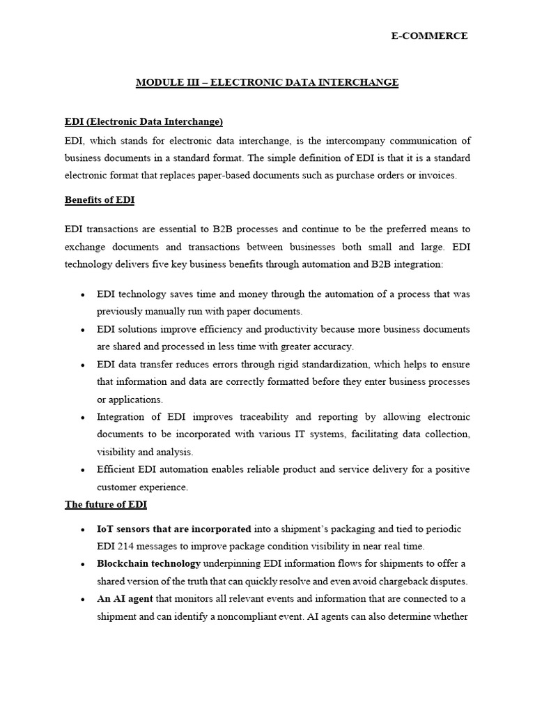 MODULE III E-COM - Docx Commerce | PDF | Electronic Data Interchange | Computer Security